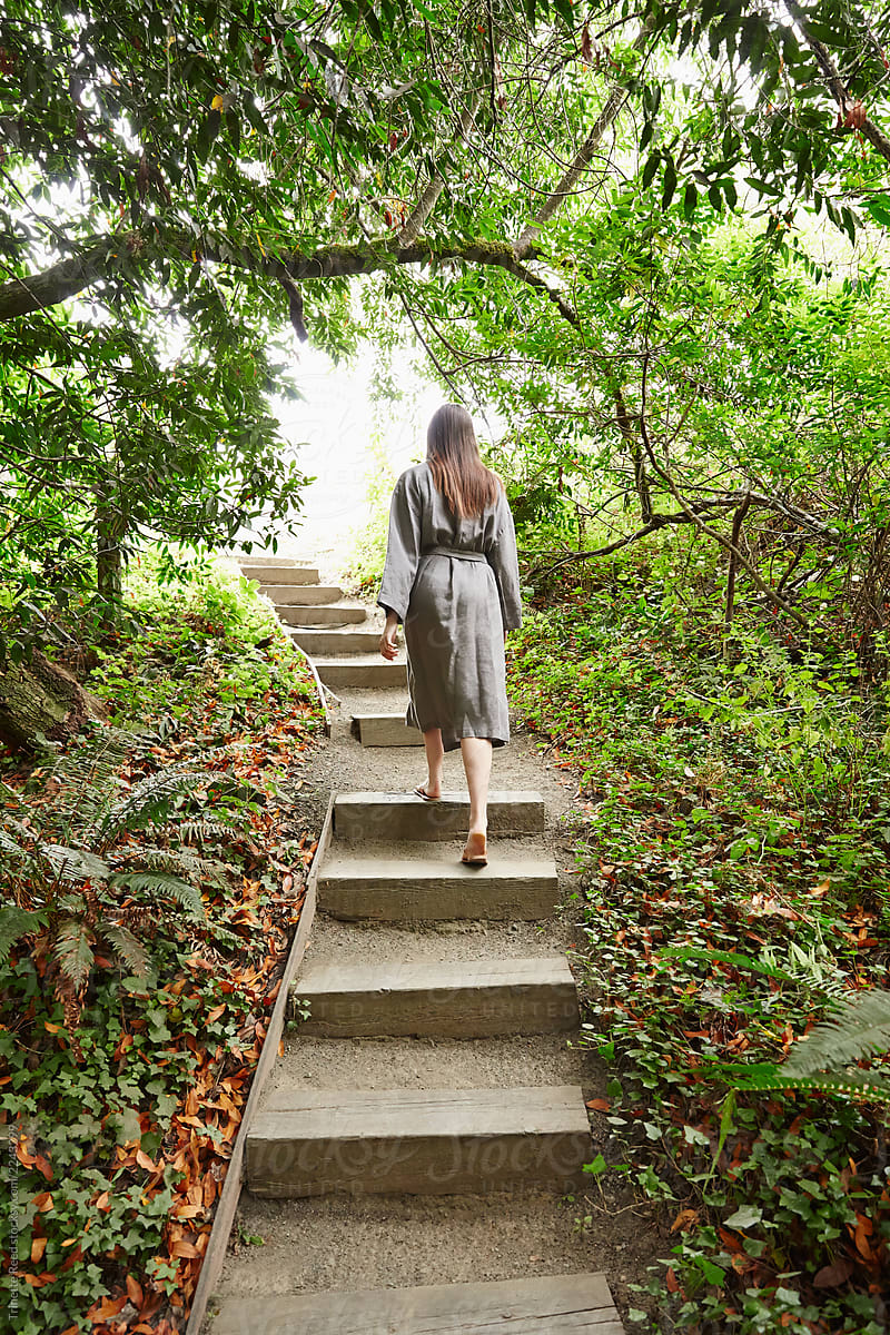 "Woman Walking Up Stairs At Spa" by Stocksy Contributor "Trinette Reed ...