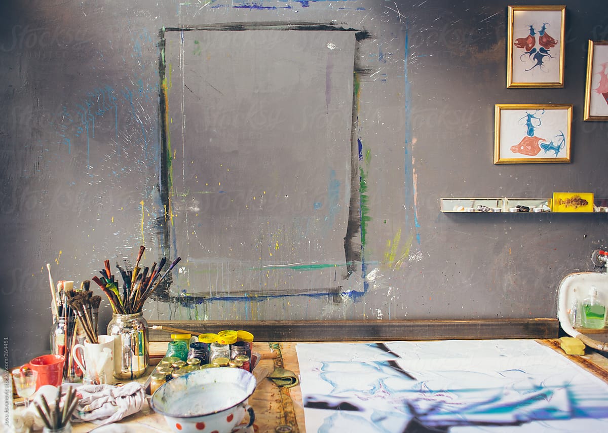 "Messy Artist's Studio" by Stocksy Contributor "Jovo Jovanovic" - Stocksy