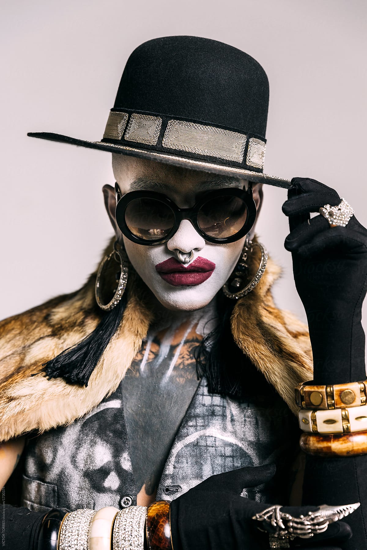"Bizarre Fashion Studio Portrait With Extreme Makeup" by Stocksy ...
