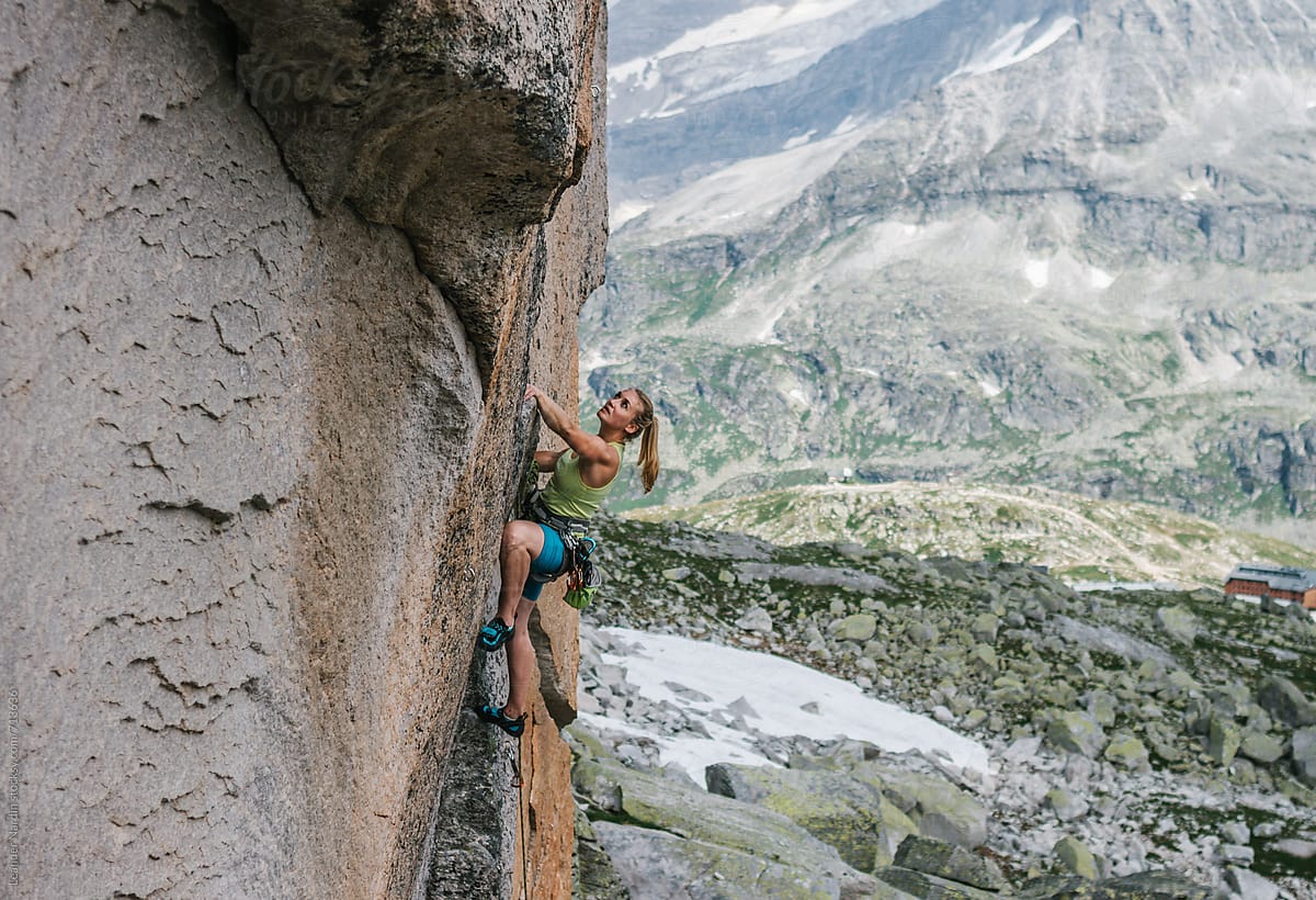 "Young Female Rock Climber Climbing In Alpine Landscape" by Stocksy ...