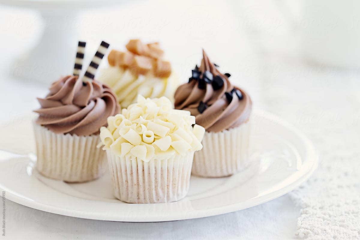 "Chocolate Cupcakes On A Plate" by Stocksy Contributor "Ruth Black ...