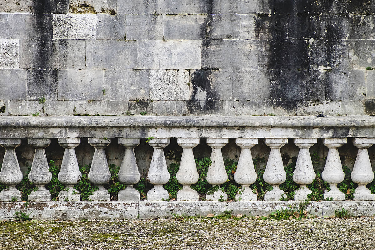 "Old Exterior Balustrade Made Of Stone, Classic Architectural Ele" by ...