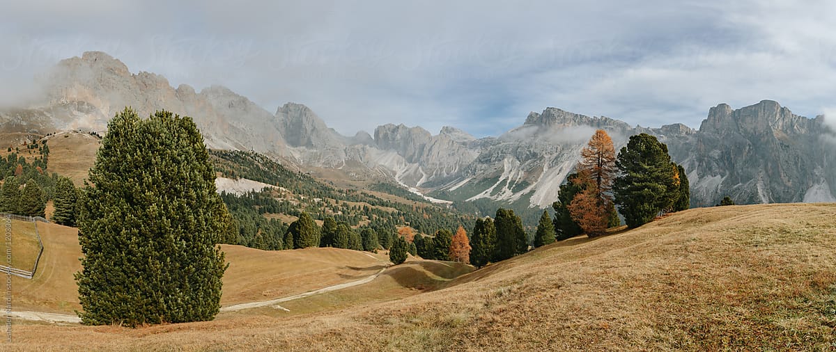 "Panorama Of Colorful Autumnal Landscape In Italian Alps - Dolomi" by ...