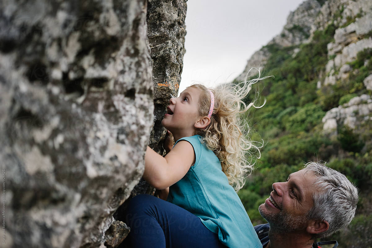 "Dad And Daughter Rock Climbing" by Stocksy Contributor "Bruce And ...
