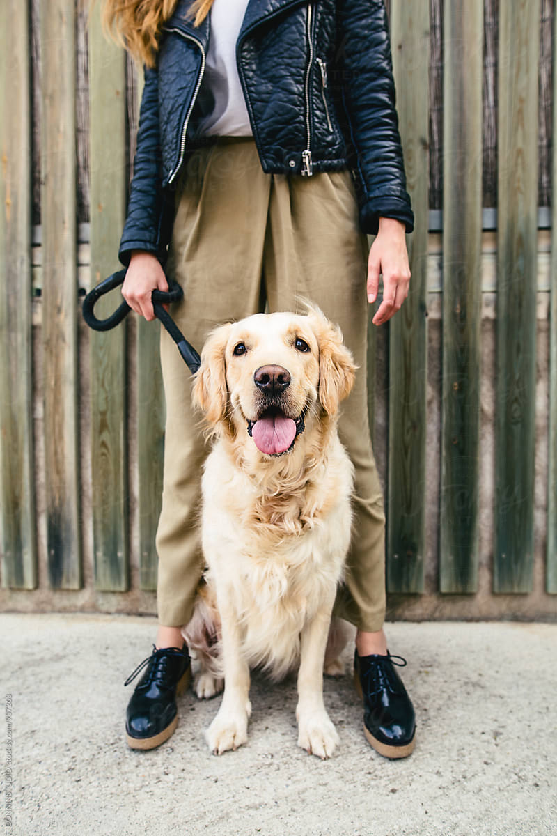 "Portrait Of A Woman With Her Dog On Leash." by Stocksy Contributor ...