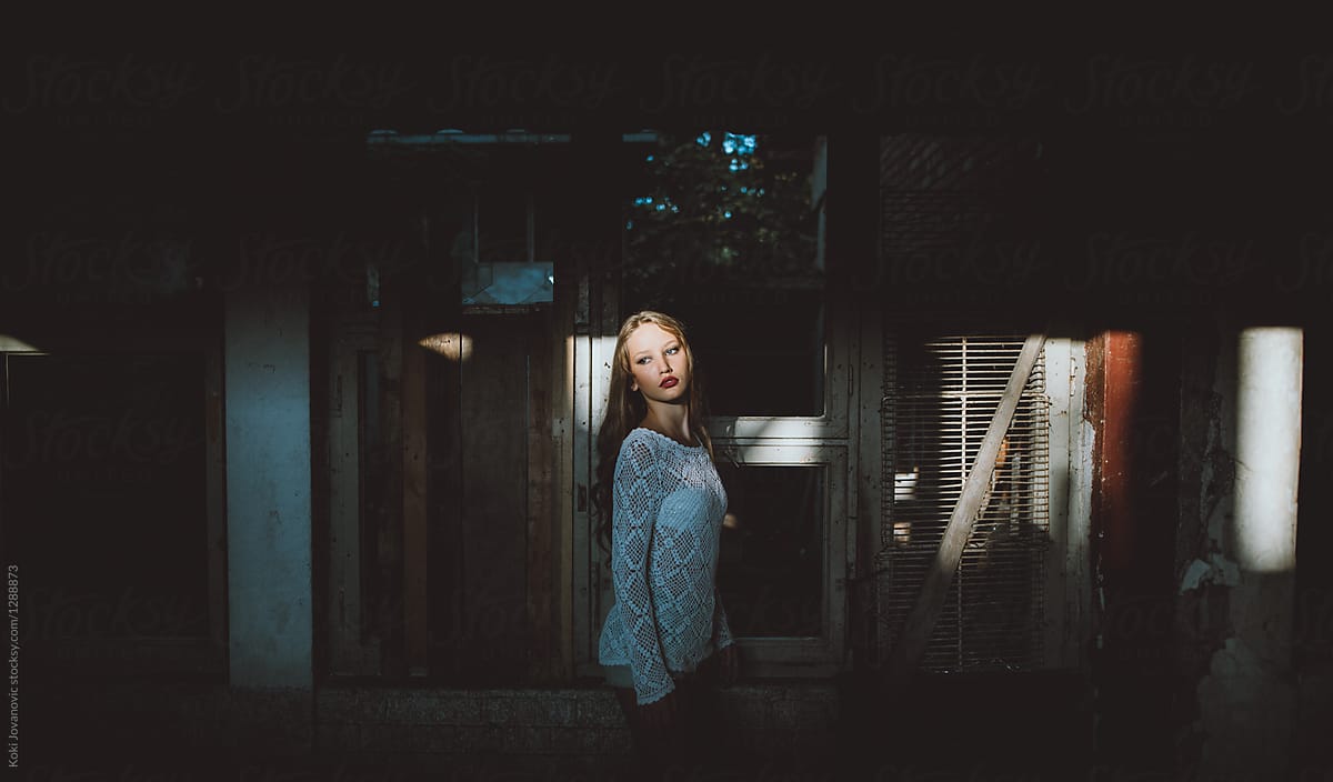 "Portrait Of A Beautiful Little Girl With Shadows On The Face" by ...