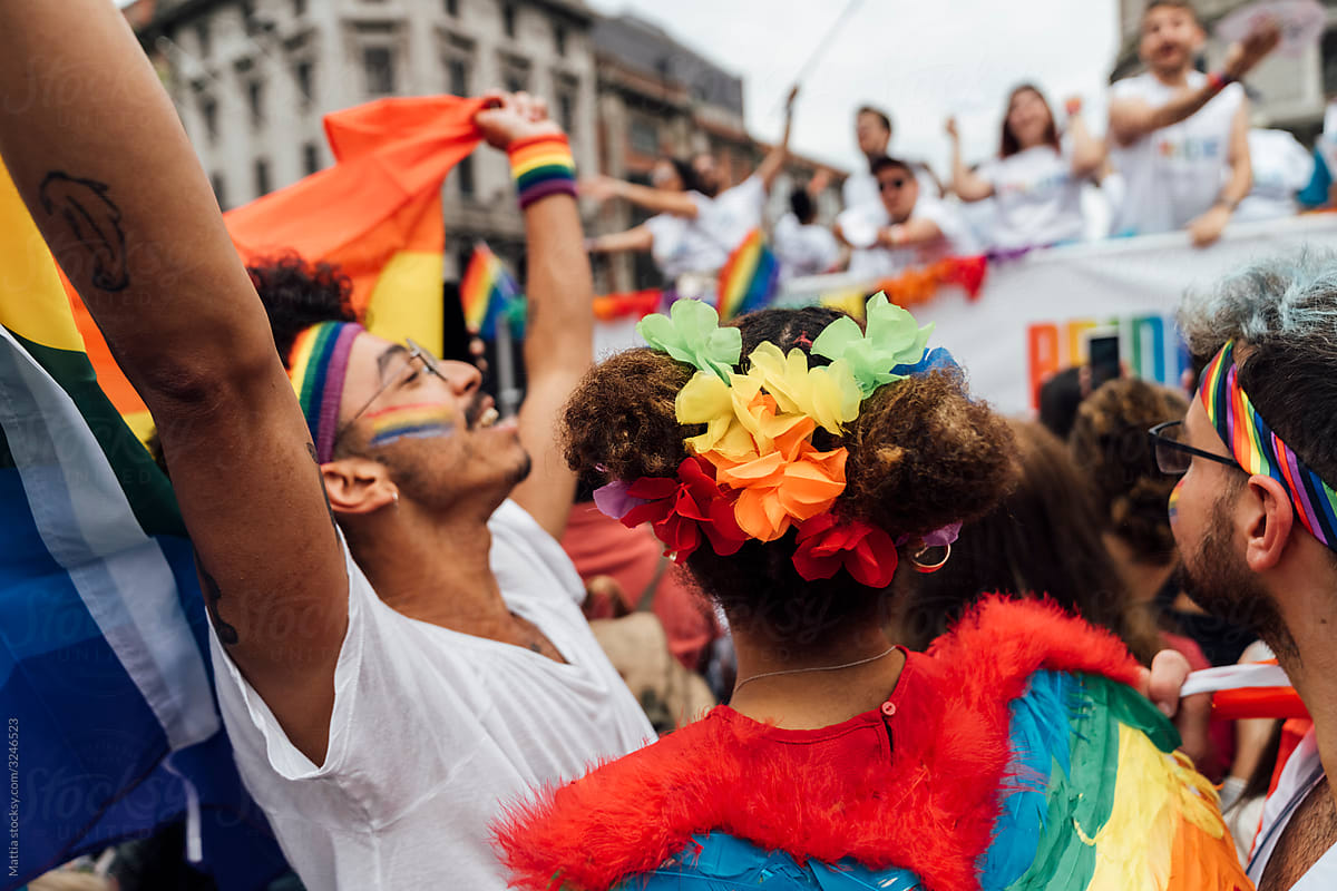 "Joyful Gay Pride Crowd" by Stocksy Contributor "Mattia" - Stocksy