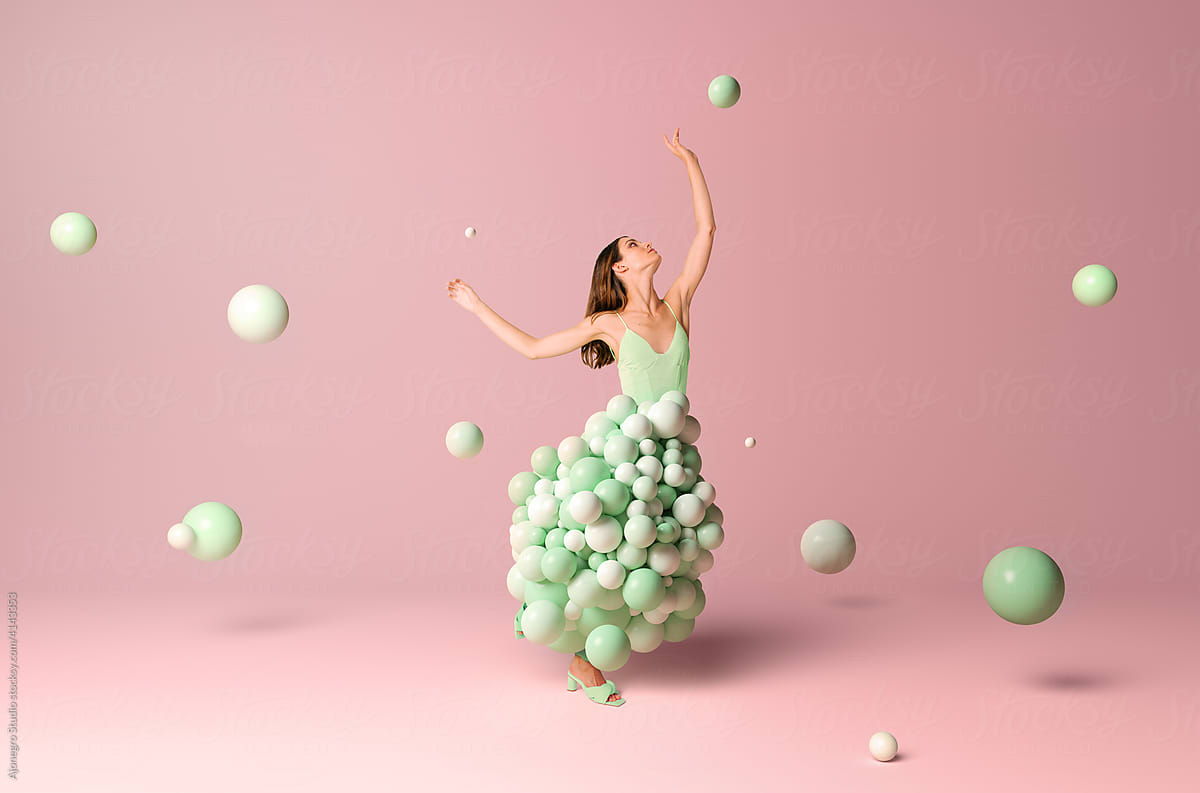 "Dancer And Spheres" by Stocksy Contributor "Ajonegro Studio" - Stocksy