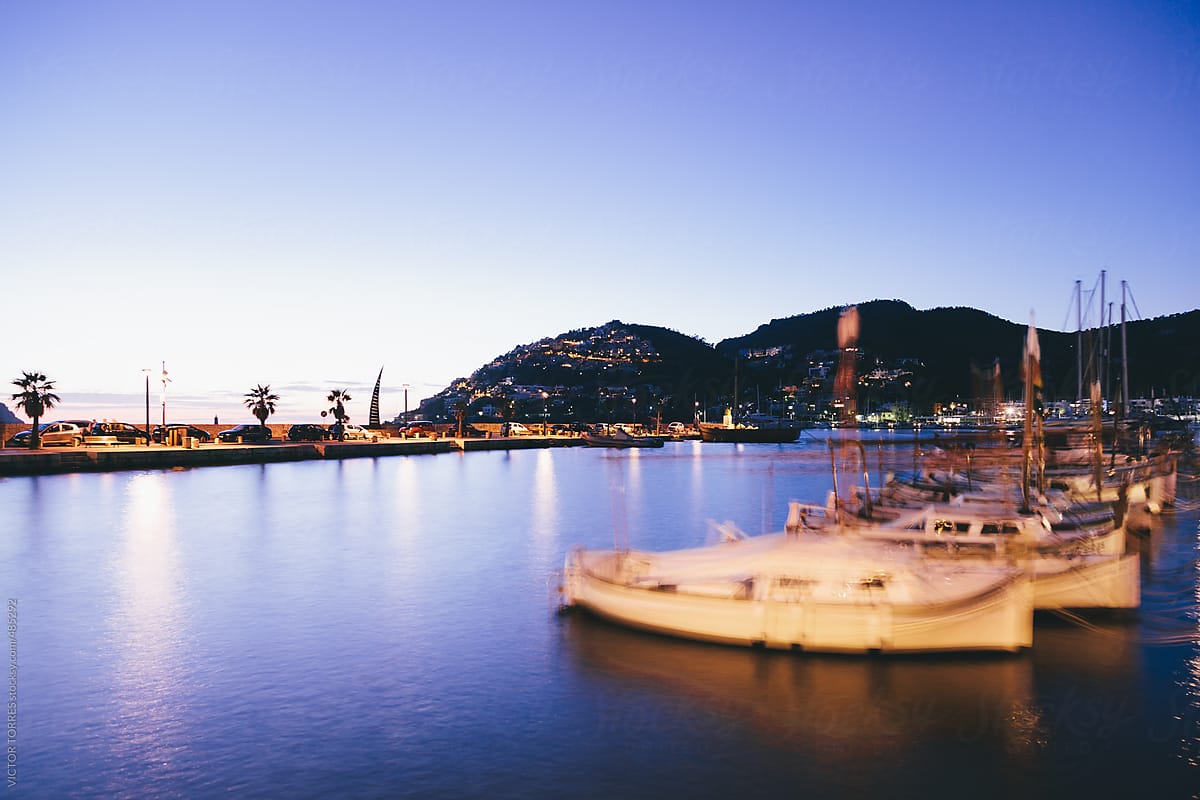 "Andratx Harbor At Night, Majorca" by Stocksy Contributor "VICTOR ...