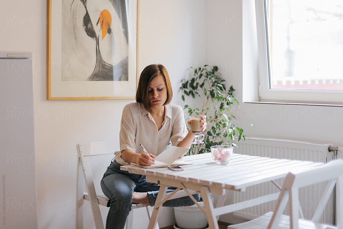 "Woman Working In Her Home Office" by Stocksy Contributor "Marija Kovac ...