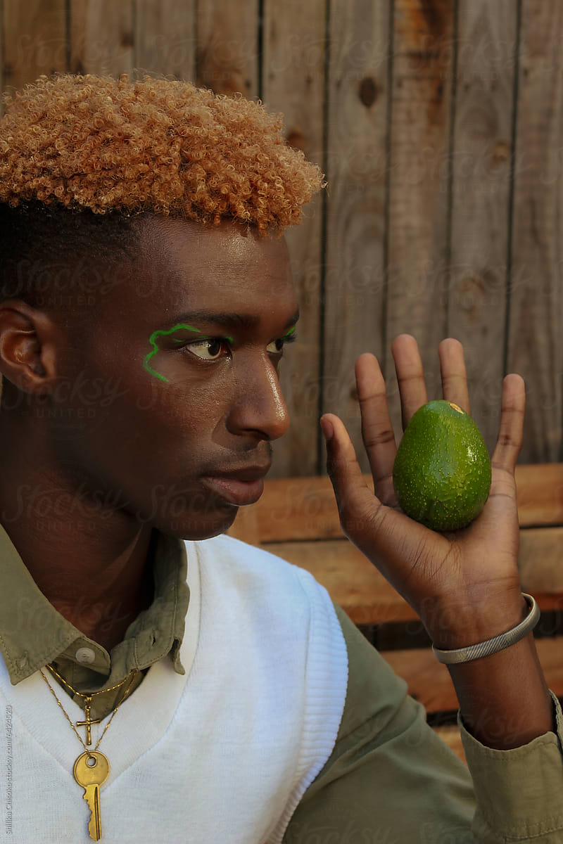 "Gen Z Male Model Creative Makeup Portrait" by Stocksy Contributor ...