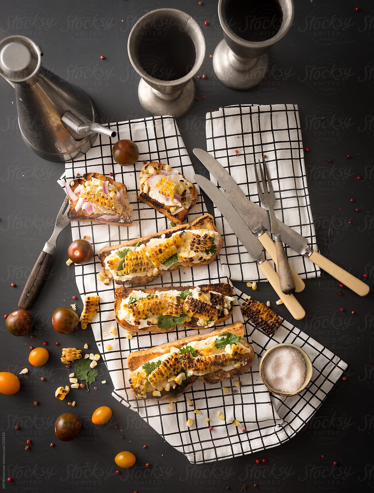 "Grilled Corn, Crema Mexicana And Cilantro Crostini" by Stocksy ...