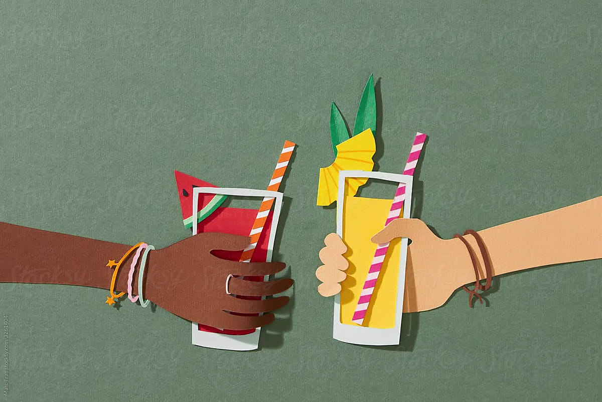 «Two Hands Clinking Cheers With Glasses Of Fresh Juice» de Stocksy ...