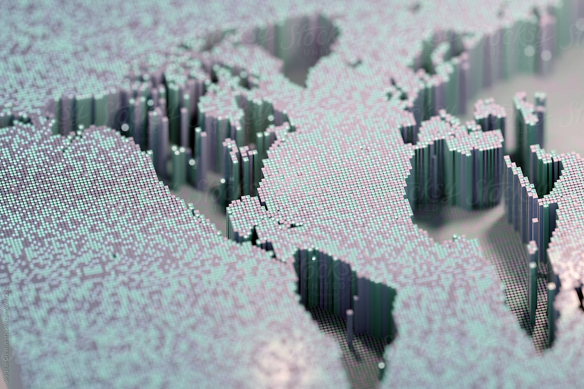 "Abstract 3D World Map" by Stocksy Contributor "Sky-Blue Creative ...