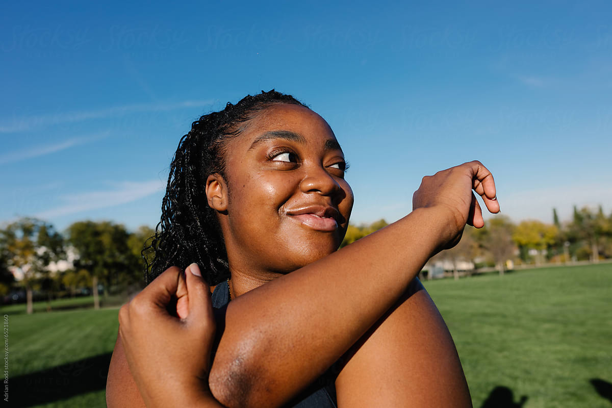 "Healthy Plus Size Woman Getting Ready To Start An Outdoor Workout" by ...