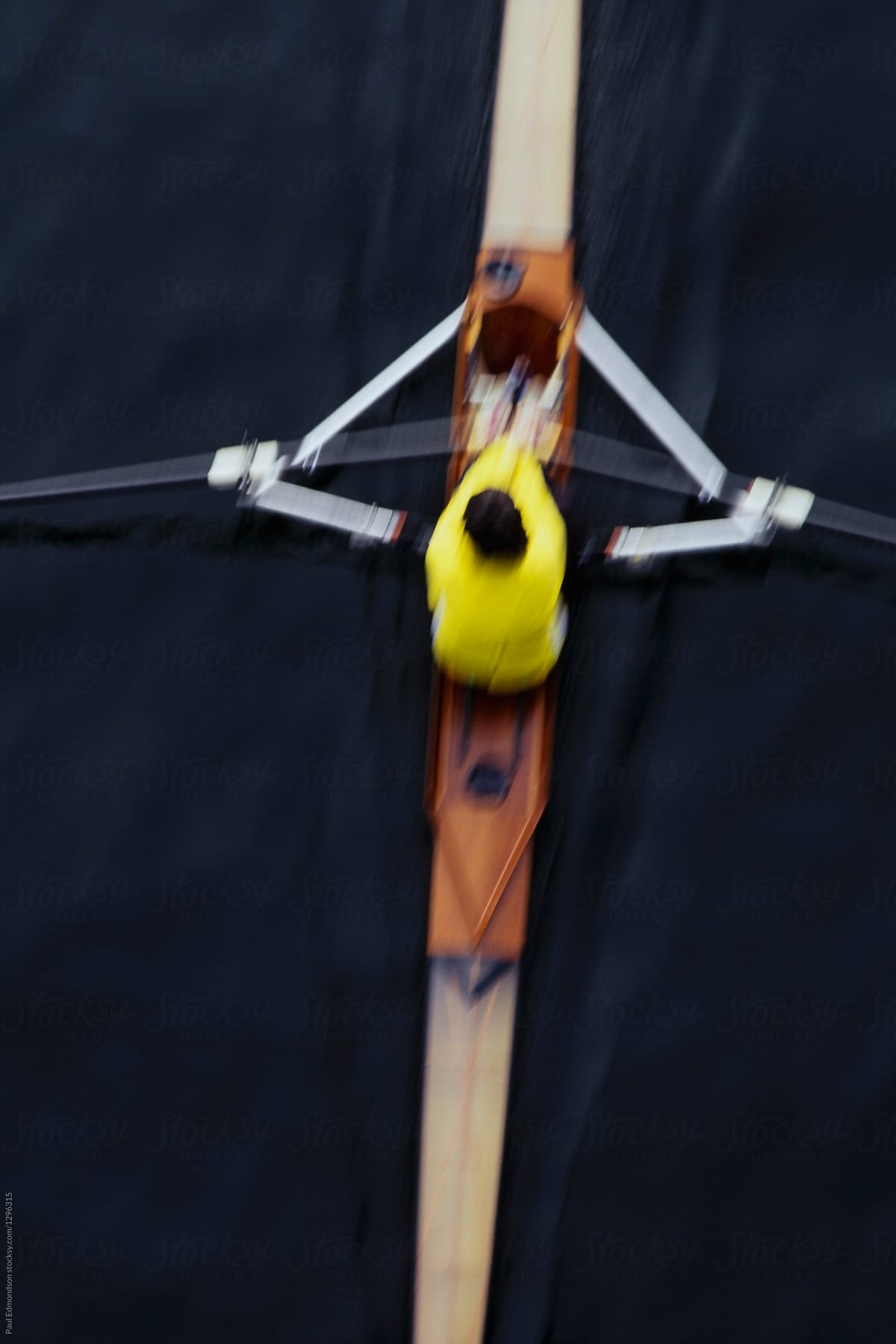 "Overhead View Of Person Rowing Single Scull Boat" by Stocksy ...