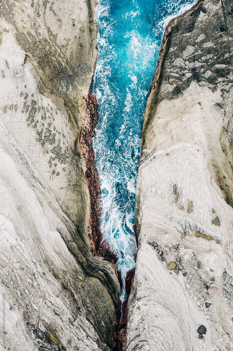"Aerial View Of Rock Cliff In Ocean" by Stocksy Contributor "MaaHoo ...