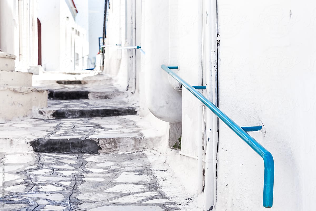 "Narrow Street On Greek Island With Handrail" by Stocksy Contributor ...