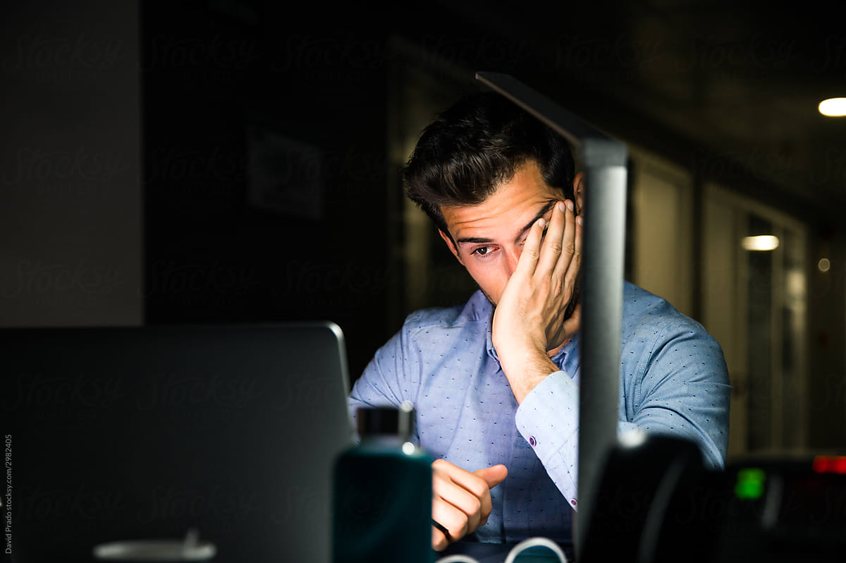 "Tired Businessman Working Late In Office" by Stocksy Contributor ...