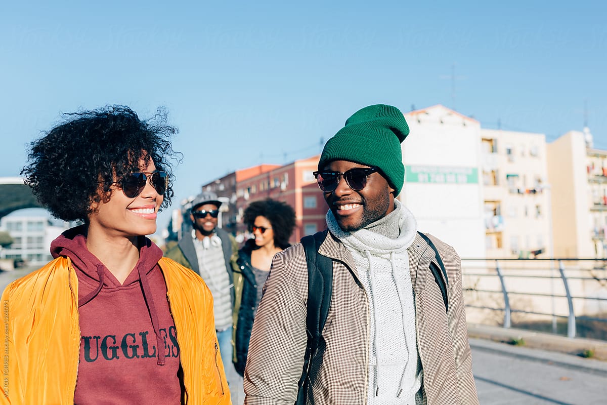 "Group Of 4 Black Race Friends Walking In The City" by Stocksy ...
