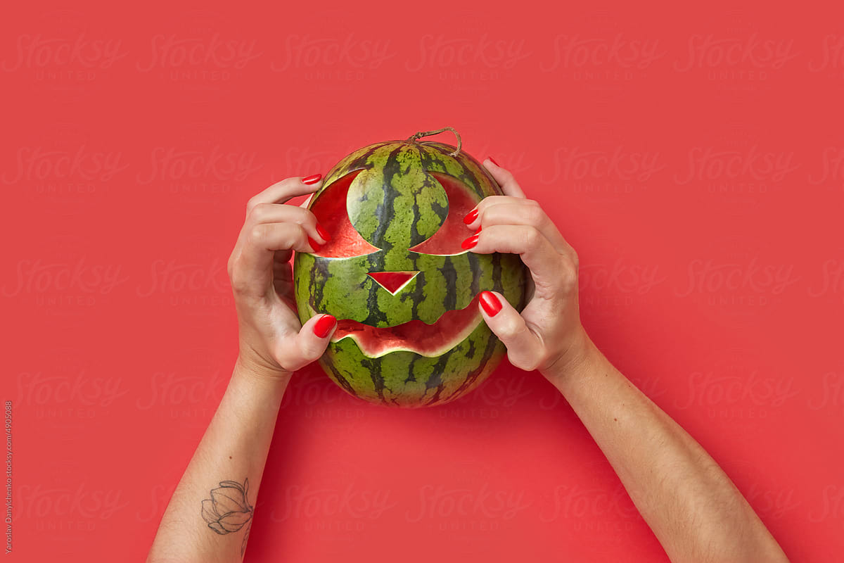 Carved Watermelon Face