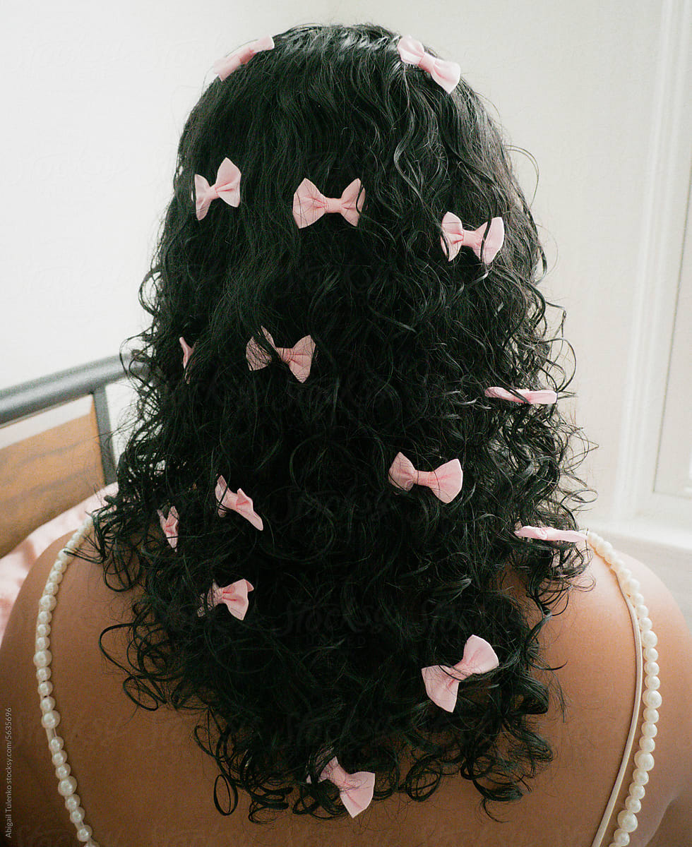 "Many Pink Bows In Curly Hair" by Stocksy Contributor "Abigail Tulenko ...