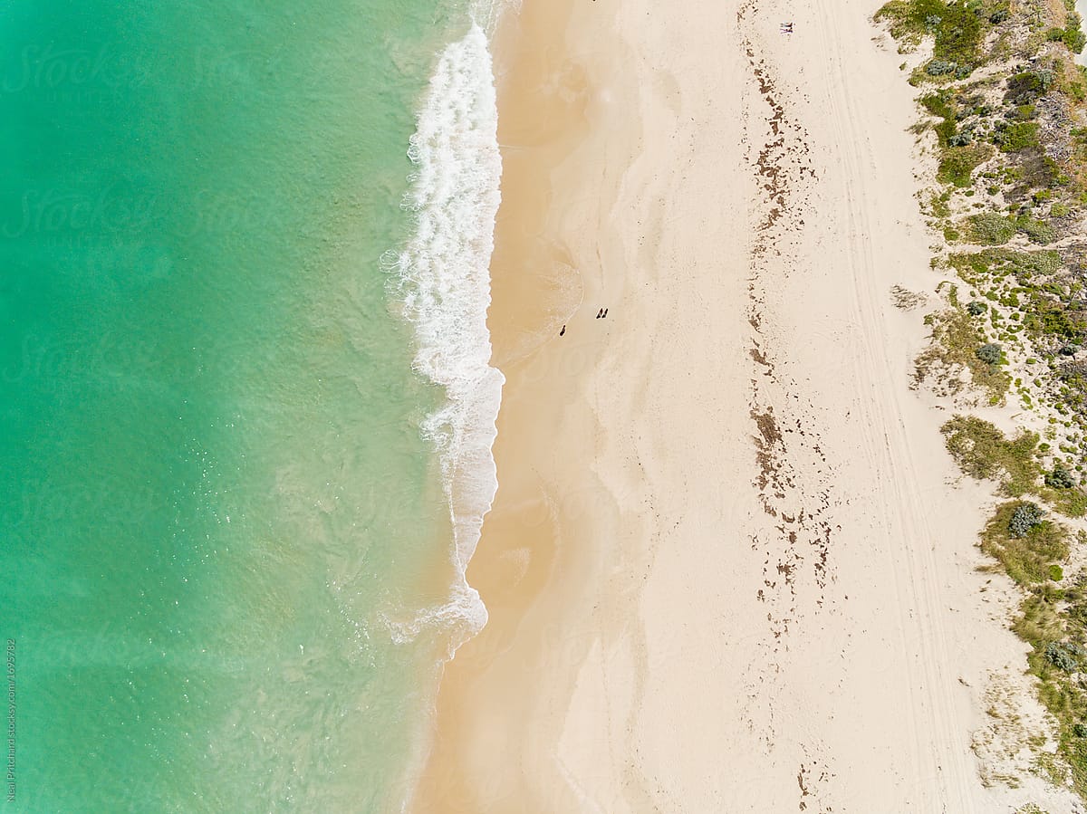 "Aerial Views Of Sandy Beach In Summer" by Stocksy Contributor "Neal ...