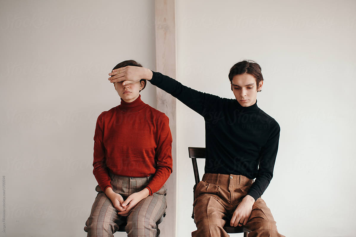 "Handsome Sad Man Covering Eyes Of Model" by Stocksy Contributor "Serge ...