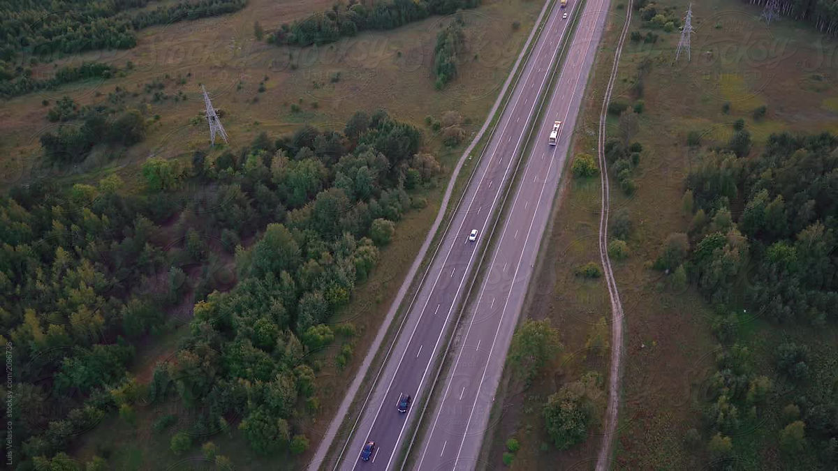 "Aerial View Of Highway Through Countryside In Lithuania" by Stocksy ...