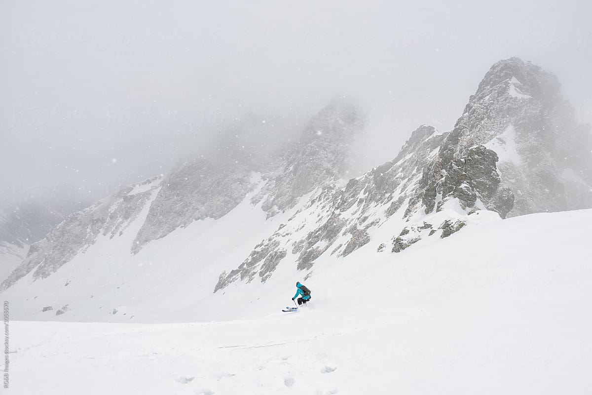 "Skier Off Piste On A Foggy Day" by Stocksy Contributor "Ibex.media ...