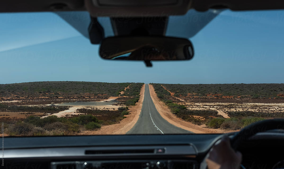 "Looking Through The Windshield Of A Car. Road Trip Through The Outback ...