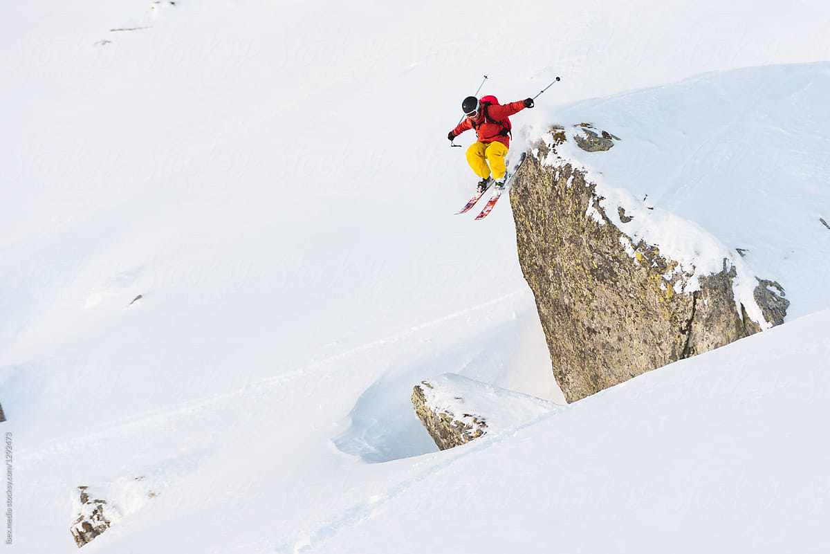 "Free Skier Jumping From A Cliff" by Stocksy Contributor "Ibex.media ...