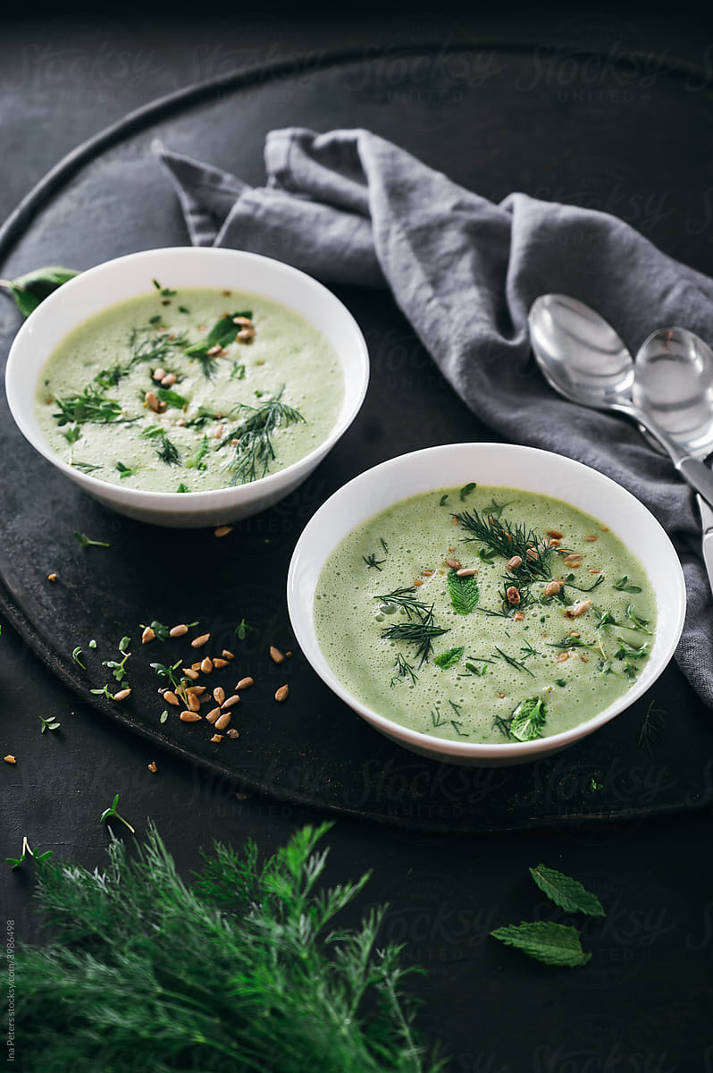 Food: Cold vegetable soup - Stock Image - Everypixel