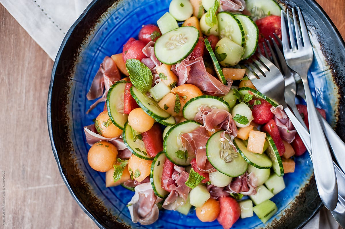 "Prosciutto And Melon Ball Salad" by Stocksy Contributor "CWP, LLC ...