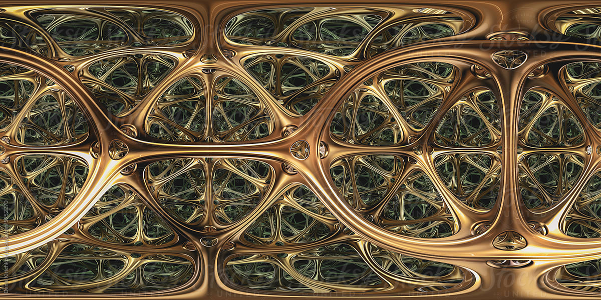 "A Gold Geometric Fractal In A 360 Spherical Panorama." by Stocksy ...