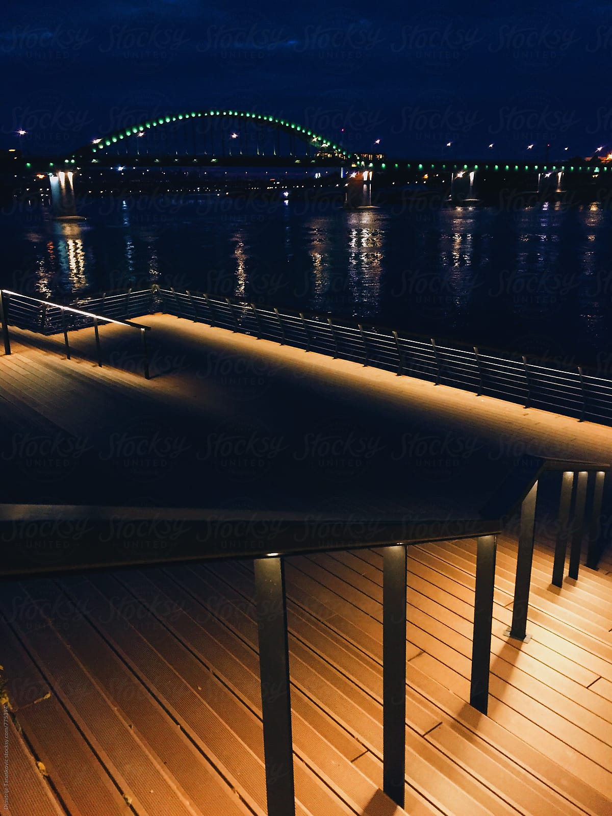 "Stairs On The Pier In The Night" by Stocksy Contributor "Dimitrije ...