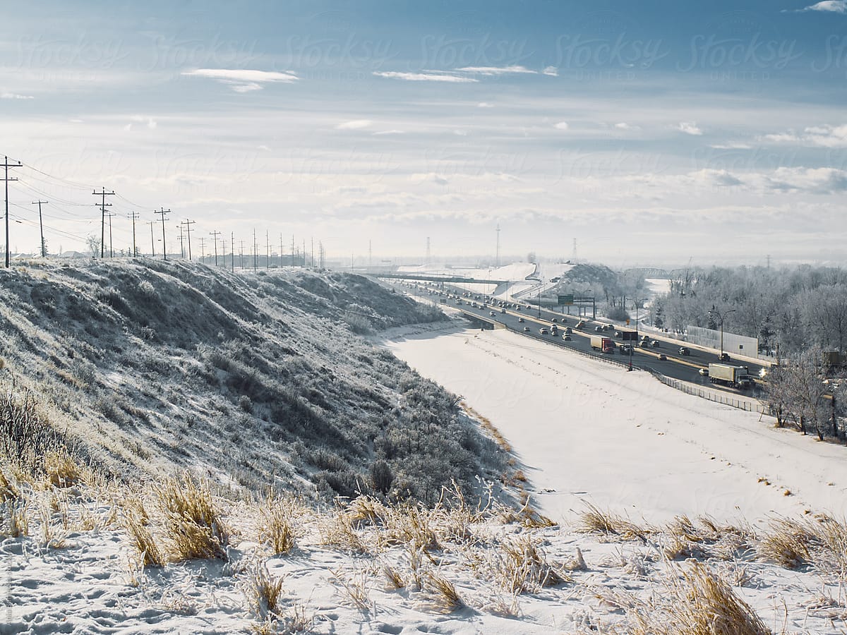"A View Of A Highway From A Ridge On A Winter Day" by Stocksy ...
