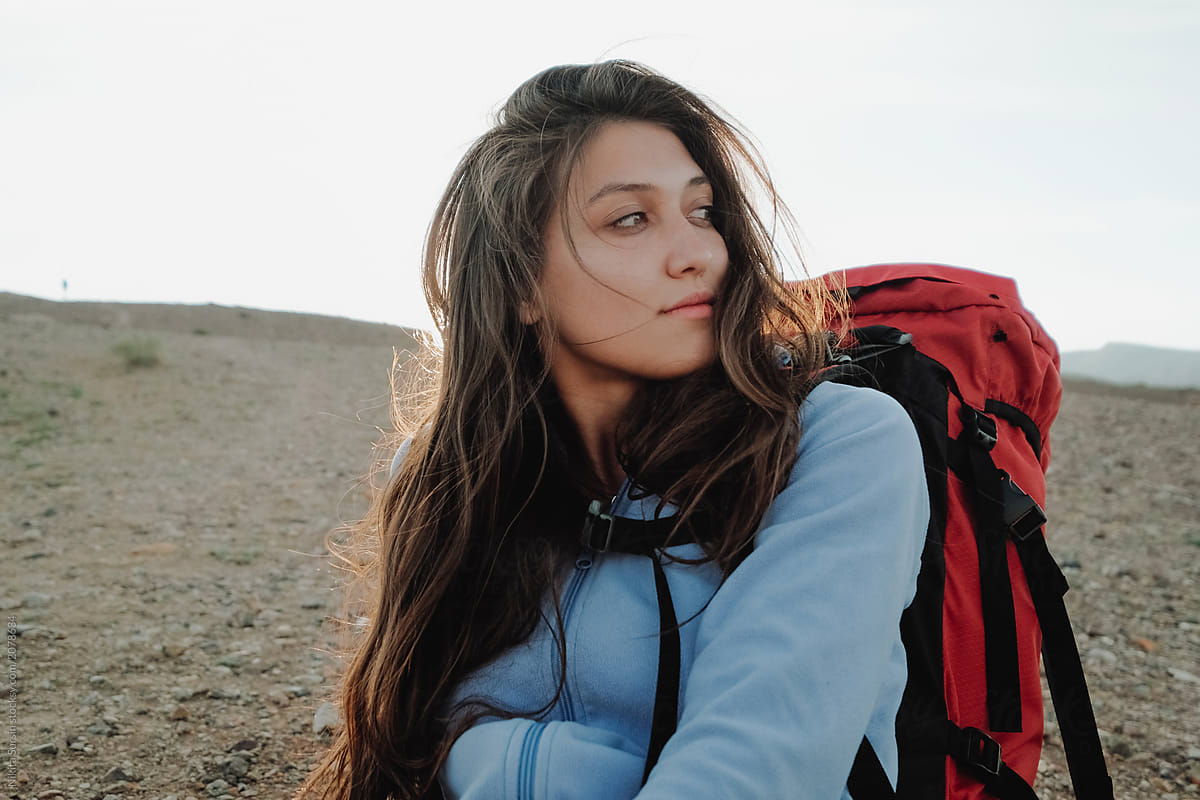 "Portrait Of A Beautiful Girl With A Backpack" by Stocksy Contributor ...