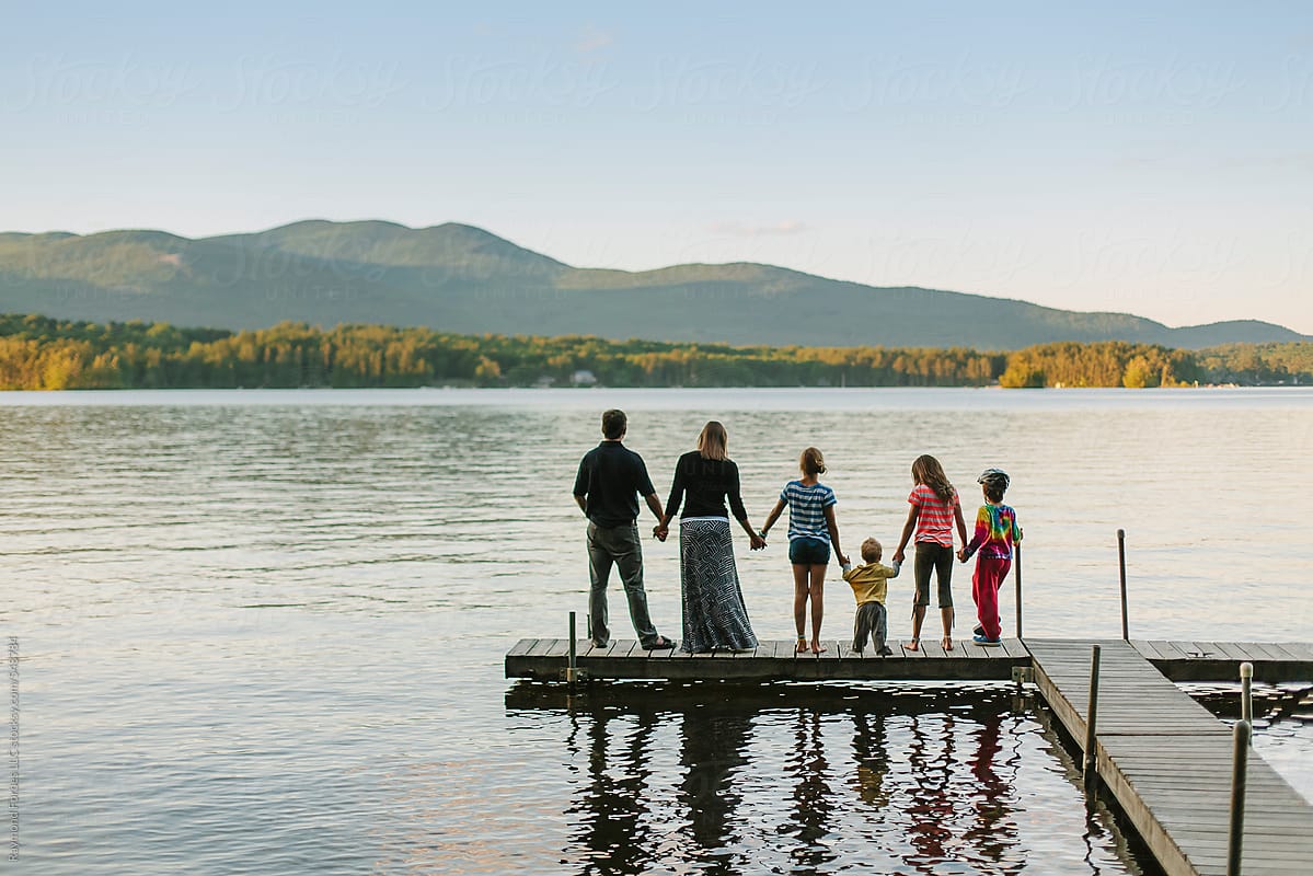 "Family Together Lake Lifestyle Portrait Holding Hands Landscape" by ...