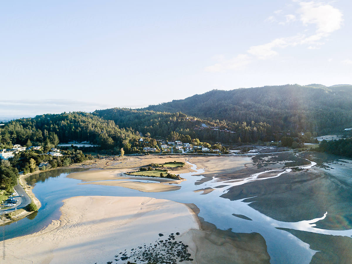 "Kaiteriteri Estuary At Low Tide In New Zealand, From Above" by Stocksy ...
