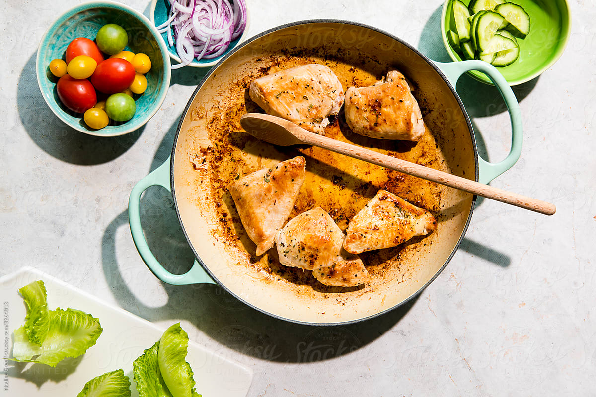 "Pan Fried Chicken" by Stocksy Contributor "Nadine Greeff" - Stocksy
