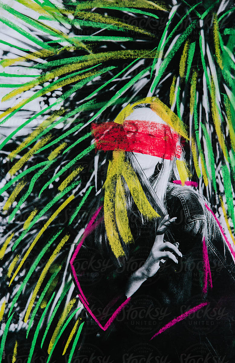 "Woman With Palm Tree Collage" by Stocksy Contributor "Kkgas" - Stocksy