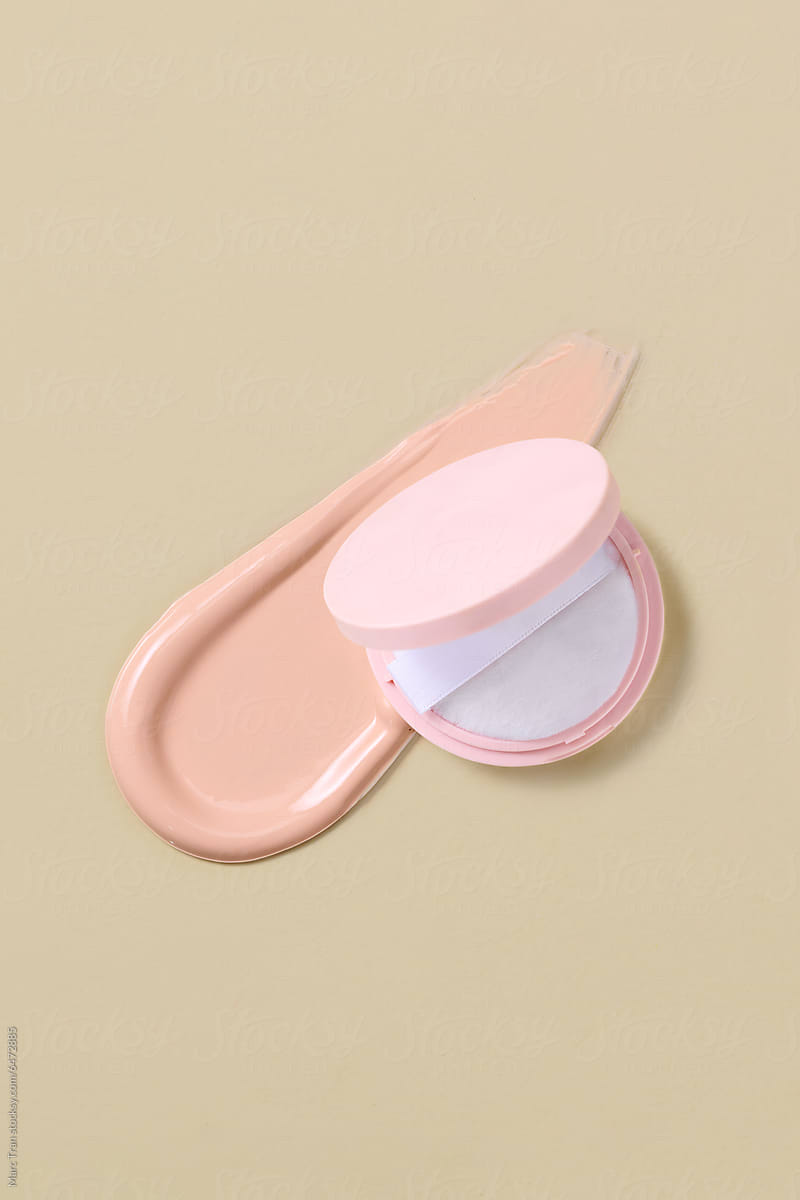 "An Open Makeup Compact With Beige Foundation Spread Smoothly" by ...