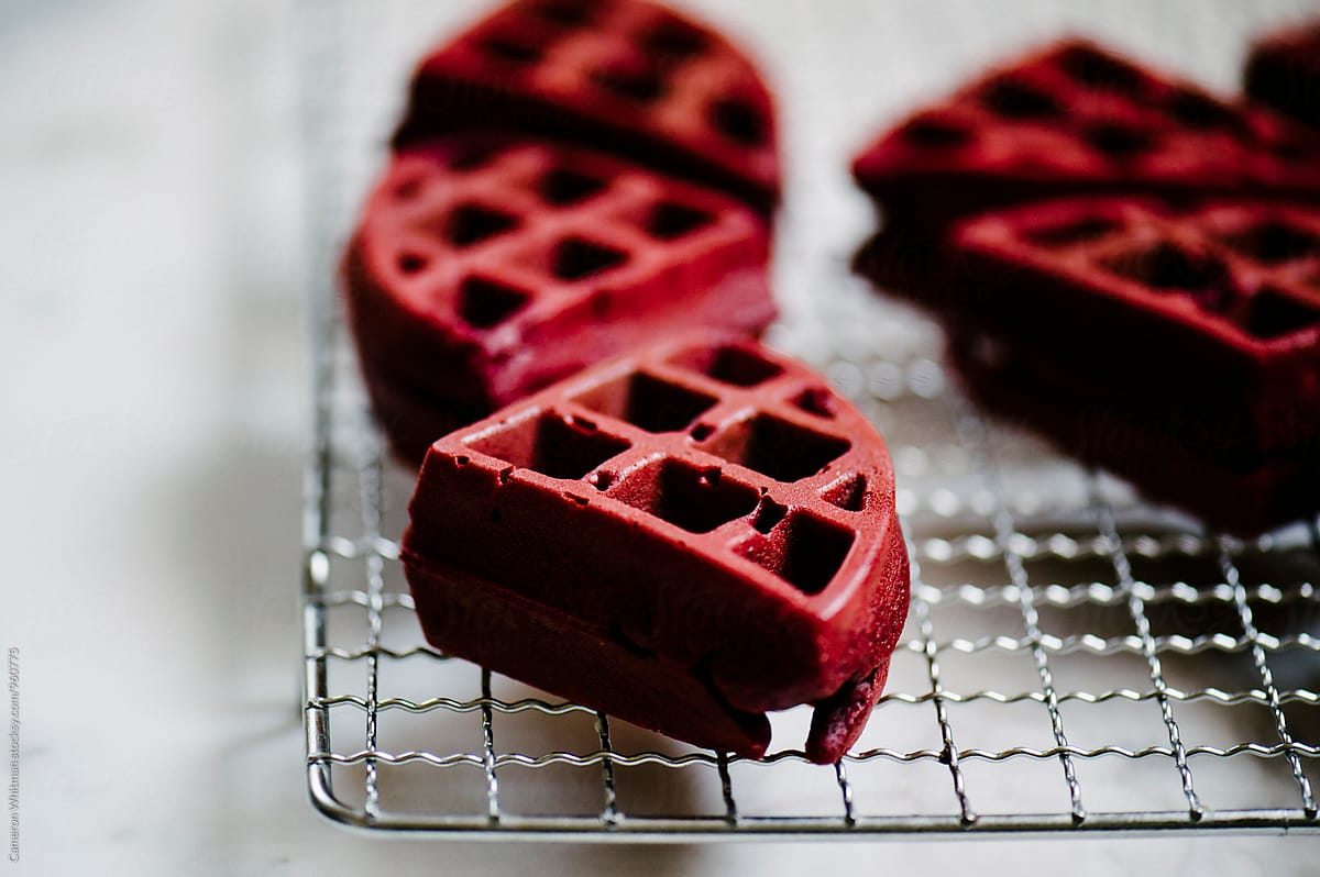 "Red Velvet Cake Waffles" by Stocksy Contributor "CWP, LLC" - Stocksy