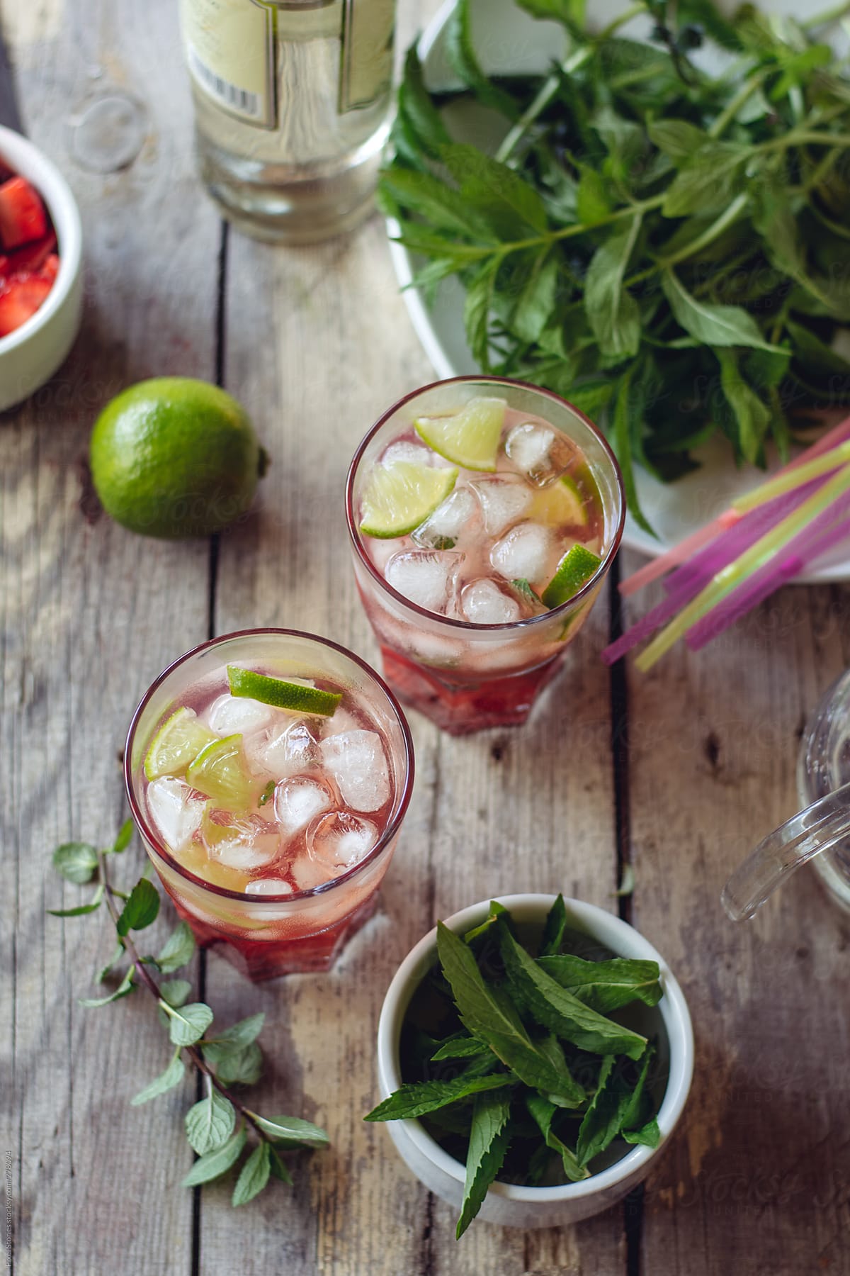 "Fruity Strawberry Mojito Rum Cocktail" by Stocksy Contributor "Pixel ...