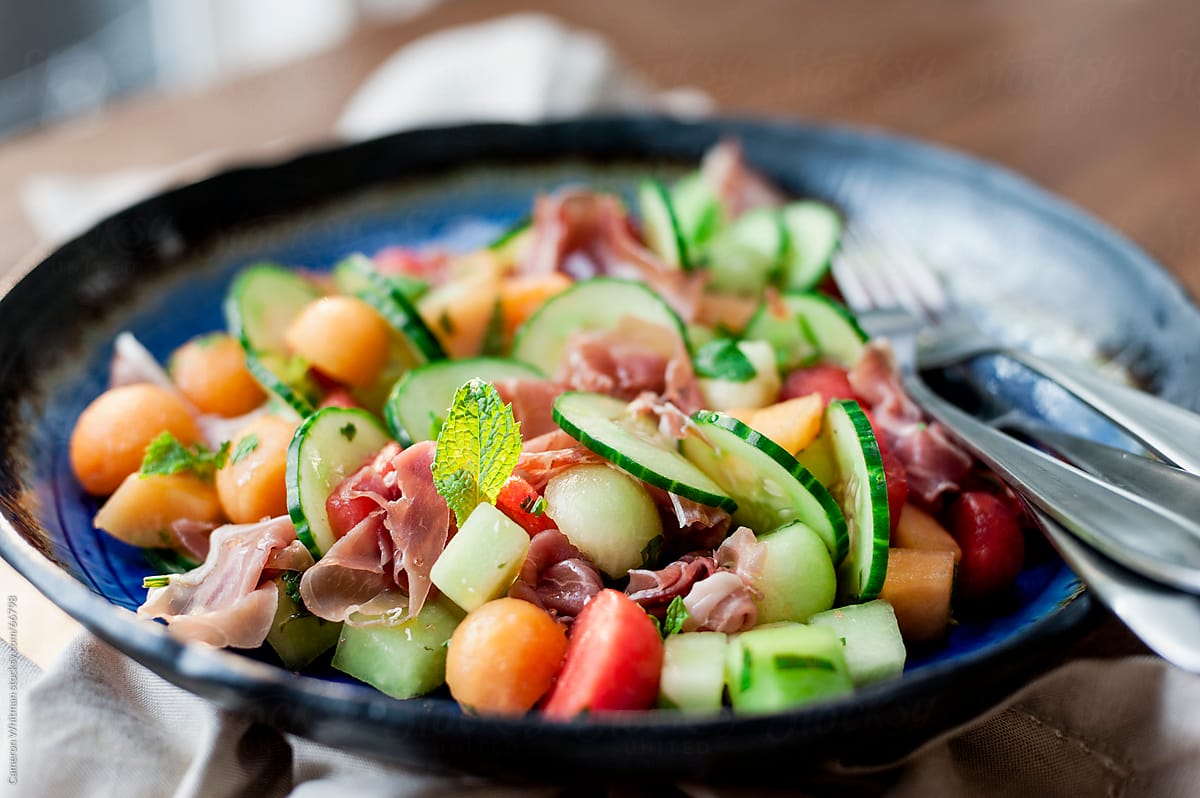 "Prosciutto And Melon Ball Salad" by Stocksy Contributor "CWP, LLC ...