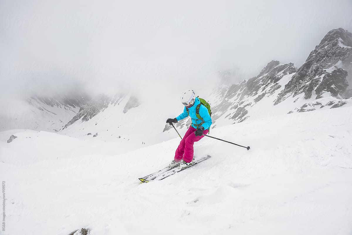 "Female Skier Off-piste Skiing" by Stocksy Contributor "Ibex.media ...