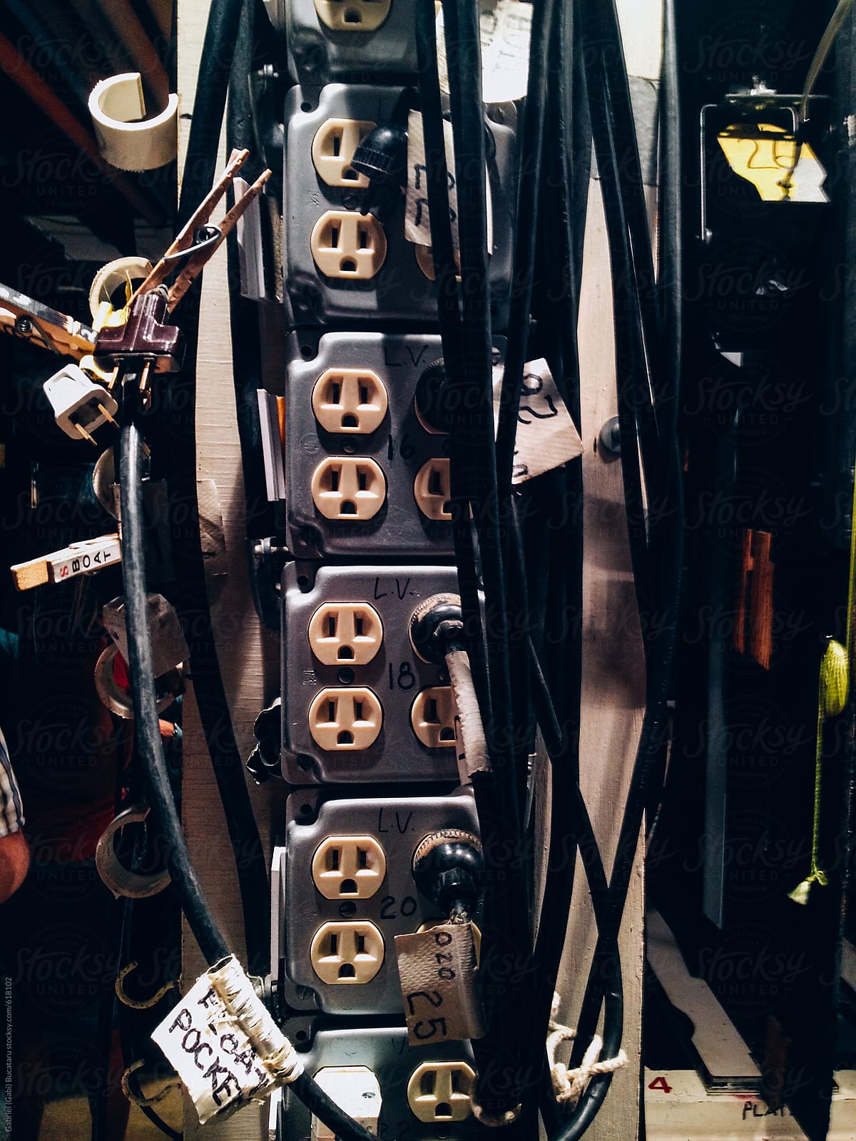 "Multiple Electrical Plugs In A Puppet Theater Stage" by Stocksy ...