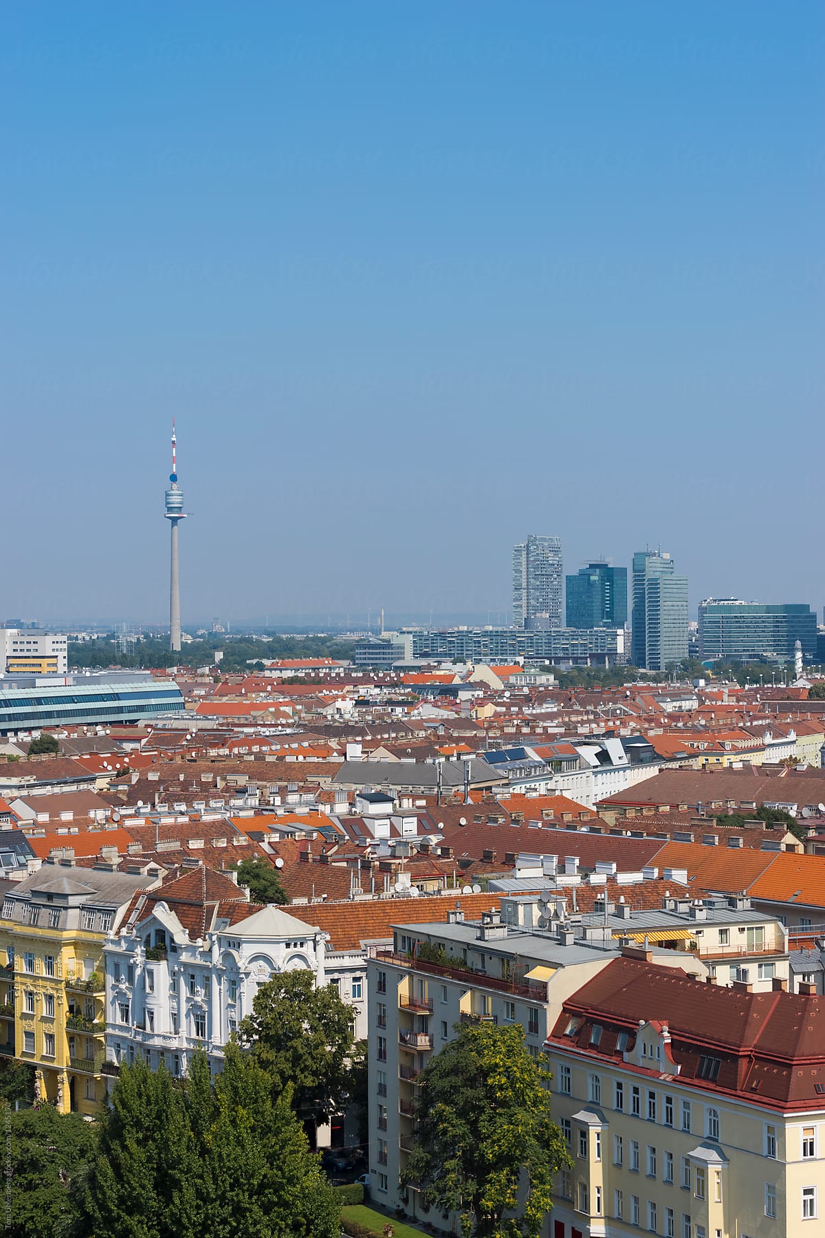 "Vienna (Wien), Austria - Panorama Of The City With The Danube Tower ...