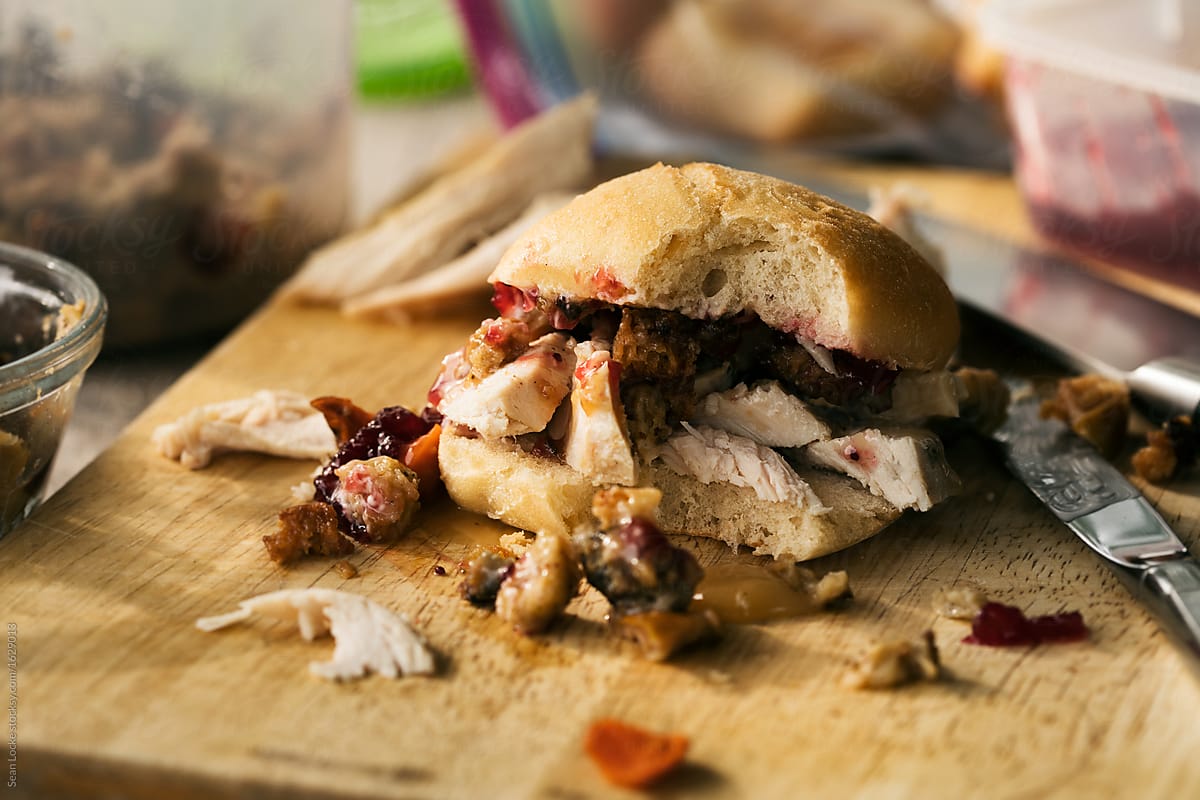 "Thanksgiving Leftovers Delicious Turkey Sandwich With Bite Missi" by ...